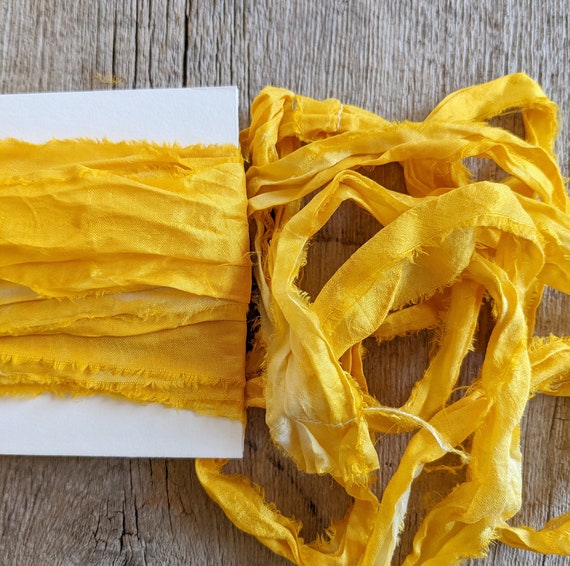 Light Saffron Naturally Dyed Satin Silk Sari Ribbon 7 Yards - Etsy