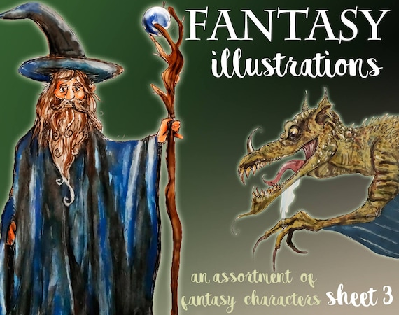 An A3 digital sheet of Fantasy Characters for use in | Etsy