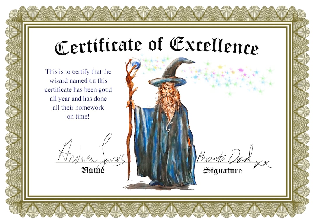Cool Wizard Magic Themed Certificates of Excellence Design Ready to ...