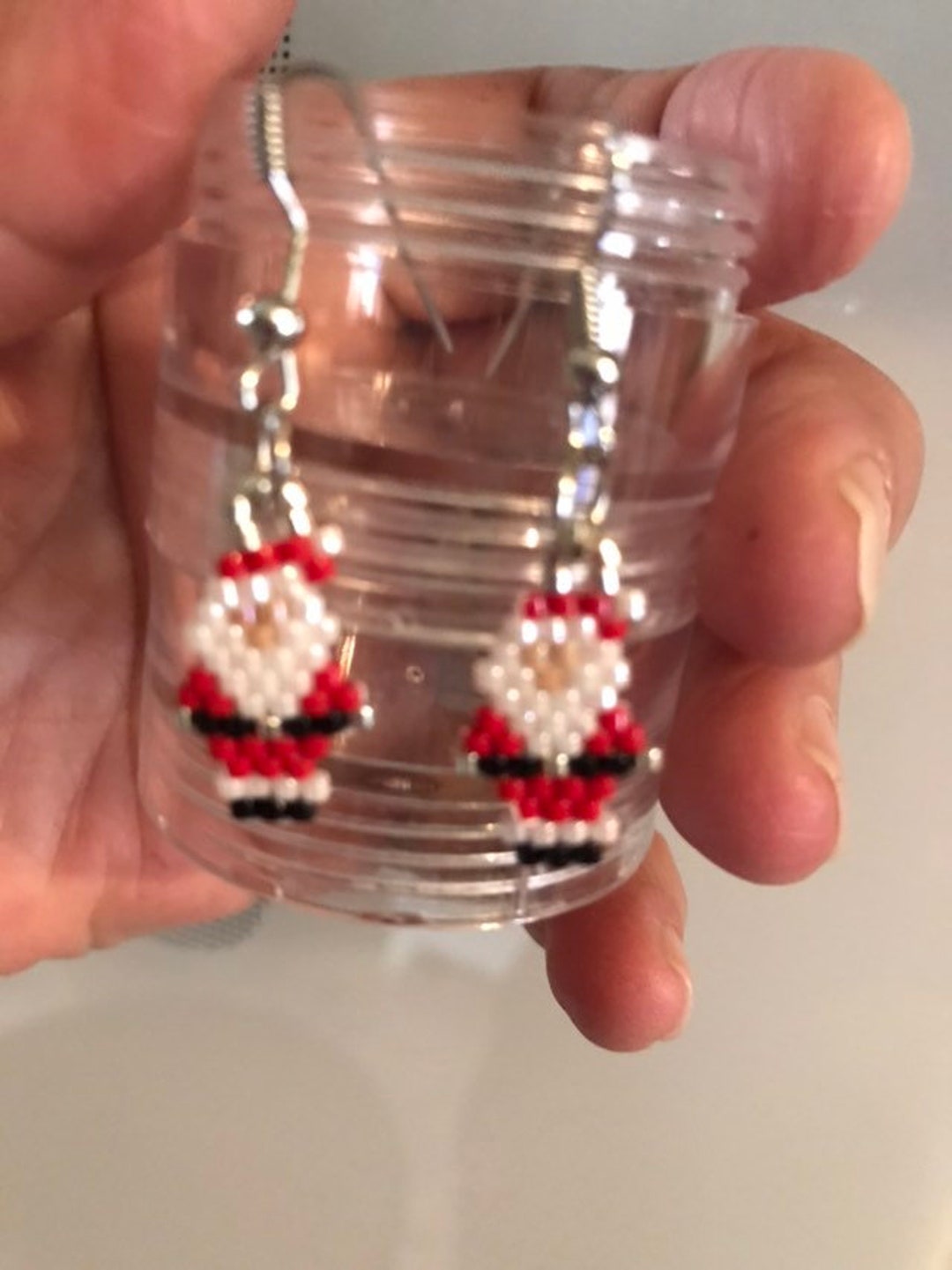 Beaded Santa Earrings - Etsy