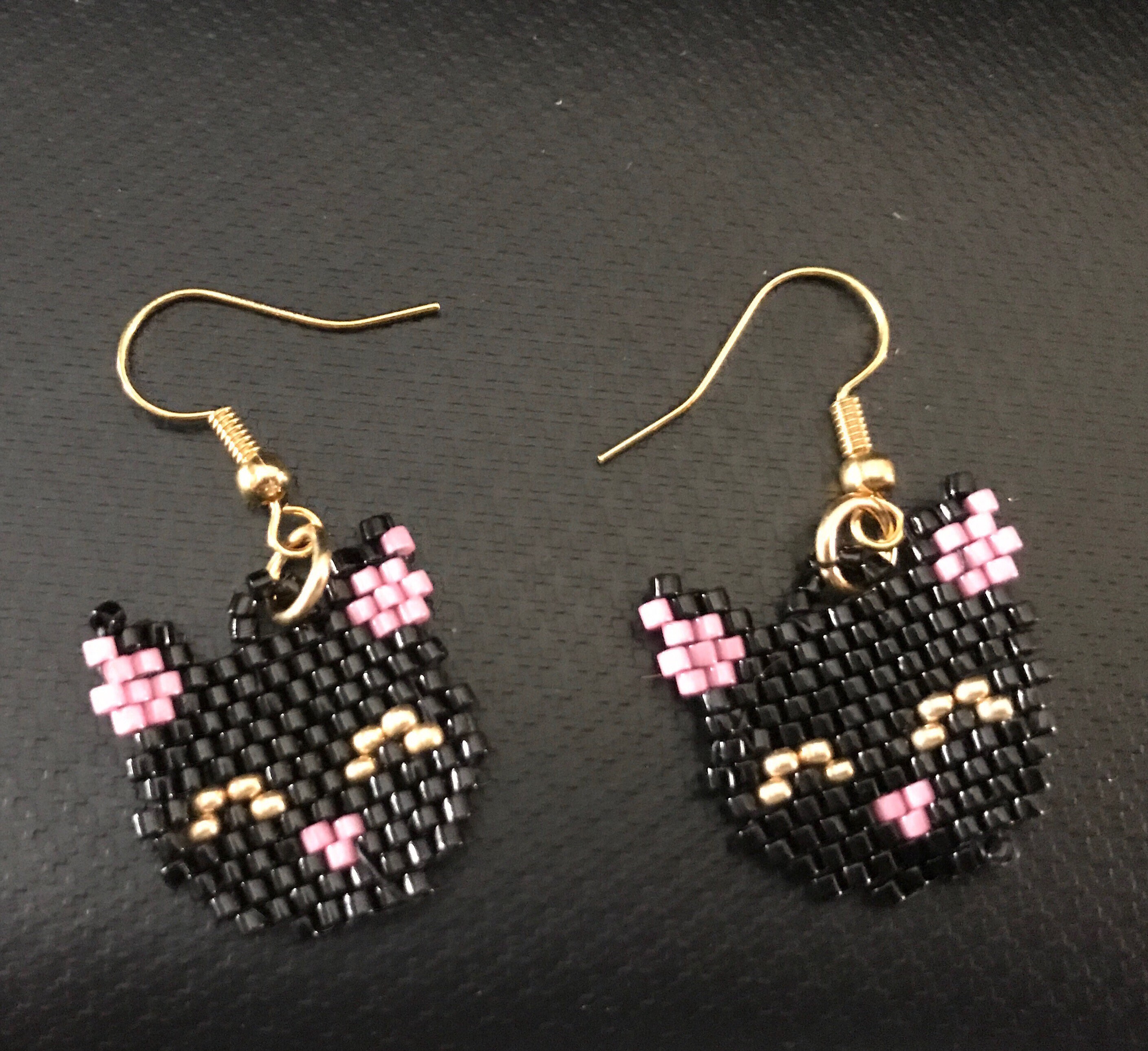 Beaded Cat Earrings - Etsy