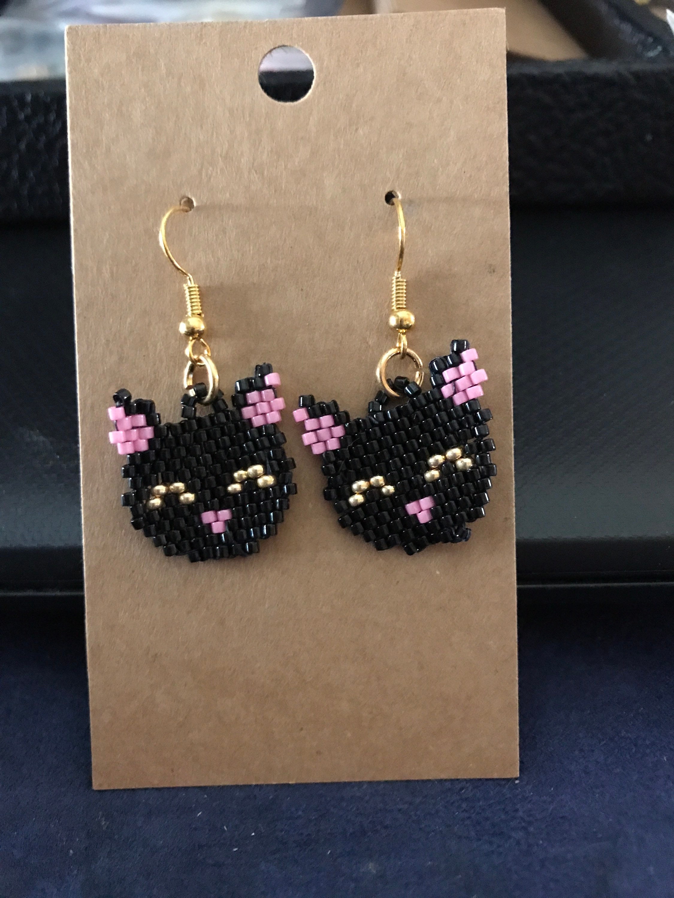 Beaded Cat Earrings - Etsy