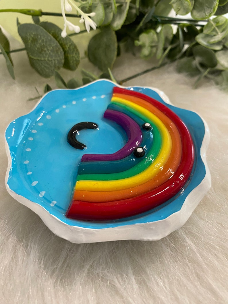 Trinket Dish, Cute Rainbow With Face - Etsy