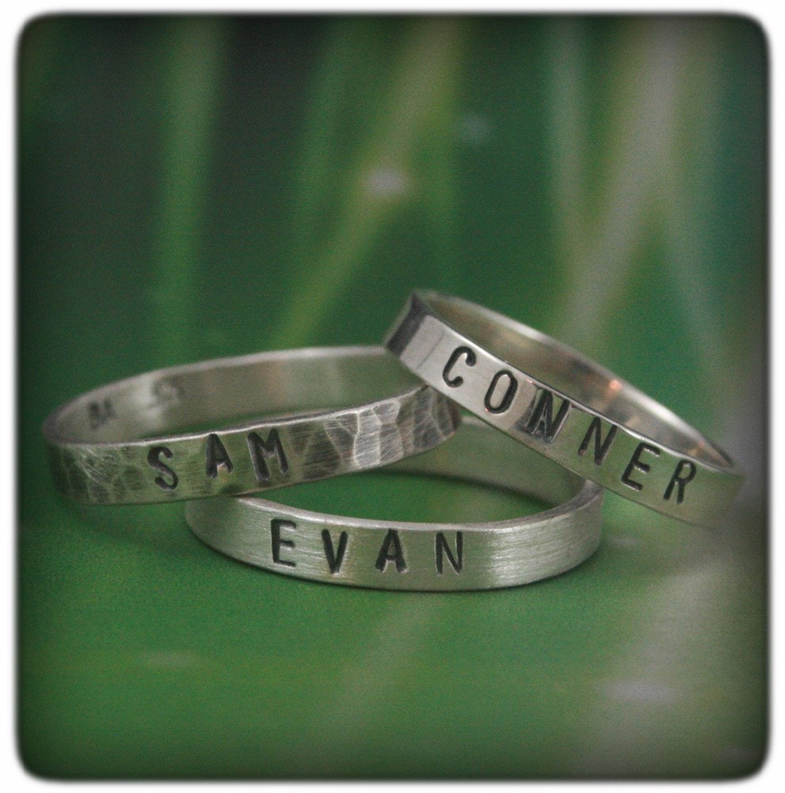 Custom Stamped Name Rings in Solid Sterling Silvergift for | Etsy