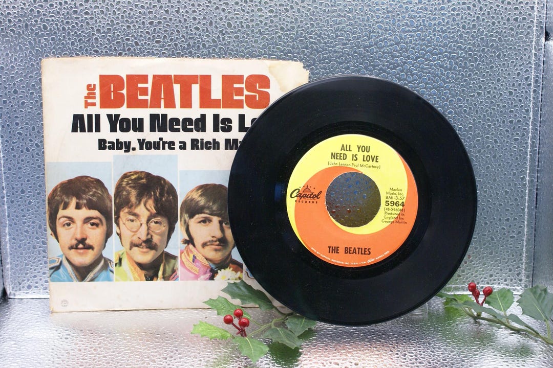 The Beatles 45 RPM Vinyl Record/ Baby You're A Rich Man & all You Need ...