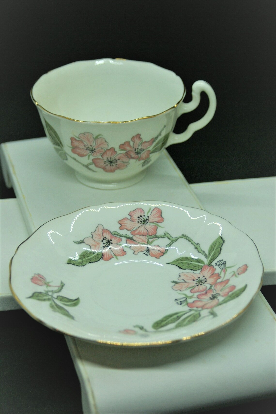 Mayfair Cup & Saucer England / Bone China / Pink Flowers | Etsy