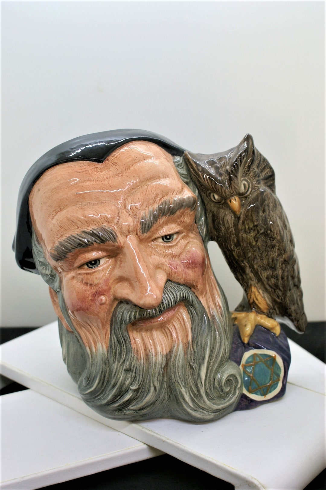 Large Merlin Royal Doulton Character Toby Mug / #D6529 / Gray Beard W ...