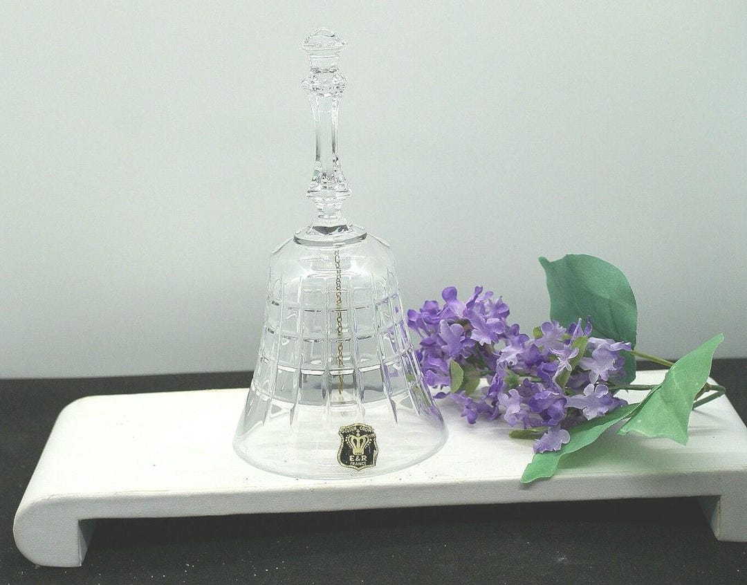 Vintage Crystal Cut Glass Bell / Golden Crown - E & R France / 7" Tall ...