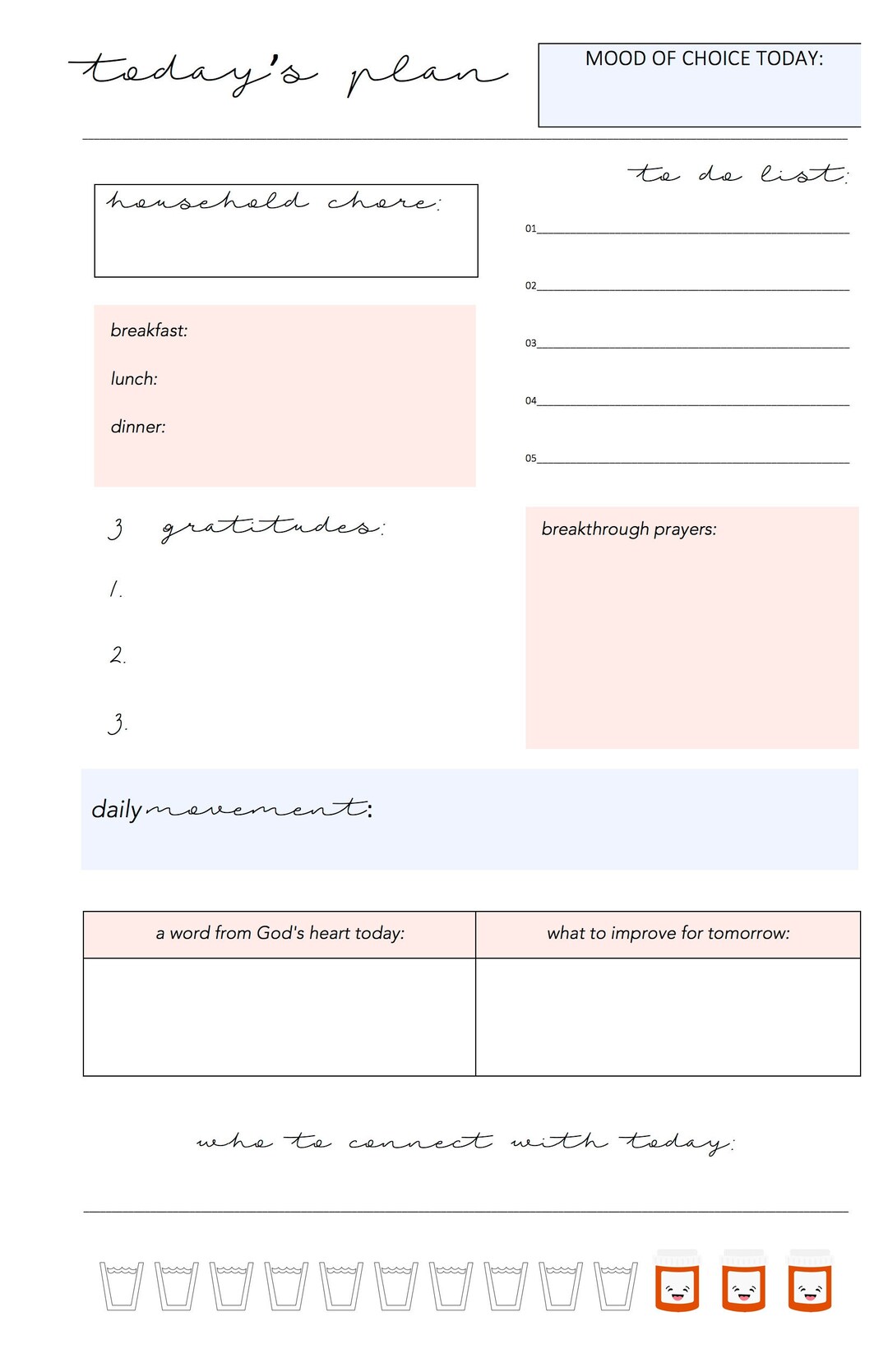 Faith-based Daily Planner Sheet Original digital Download - Etsy