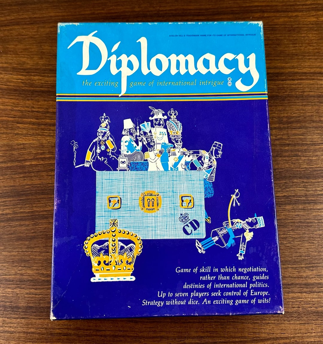 Vintage 1976 Diplomacy Bookshelf Board Game by Avalon Hill 112 Wood ...