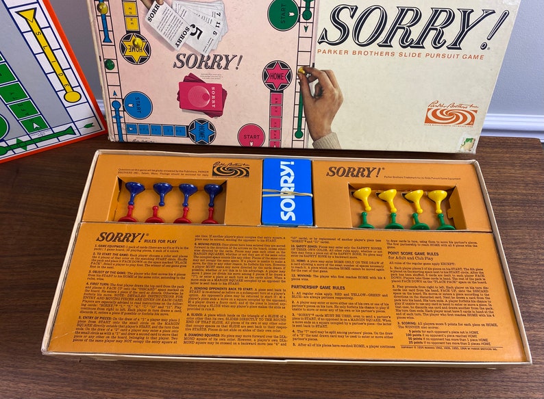 Vintage Sorry Parker Bros Board Game 1964 Great Playable - Etsy