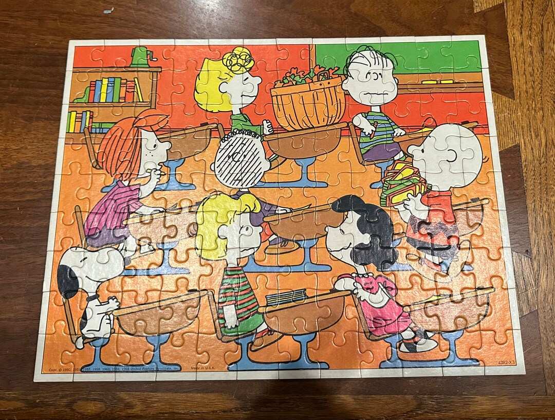 Vintage 1980s Peanuts Classroom Scene 100 Piece Puzzle With Snoopy by ...