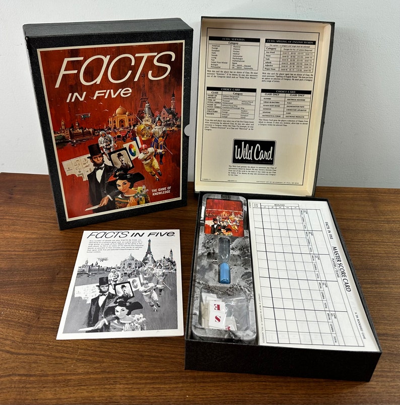 Vintage 1971 Facts in Five Avalon Hill Bookshelf Board Game - Complete ...