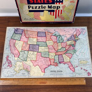 Vintage 1940s Parker Brothers United States Puzzle Map Complete - Etsy