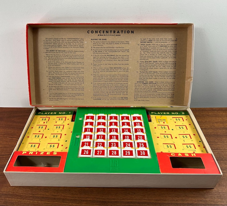 Vintage 1959 (date on Inside of Lid) Concentration Board Game ...
