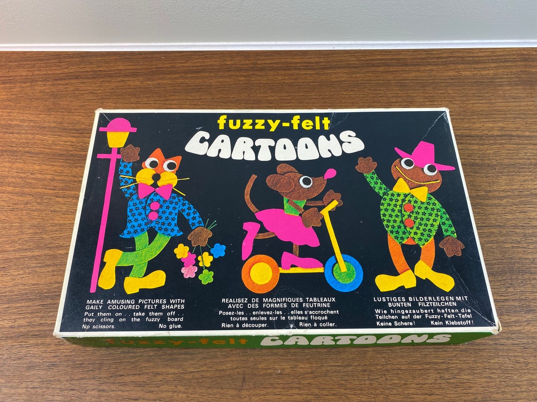 Vintage 1973 Fuzzy Felt Cartoons Picture Set - Made in England - Etsy