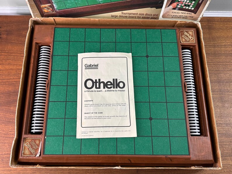 Vintage 1977 Large Deluxe Othello Board Game - Complete With 64 ...