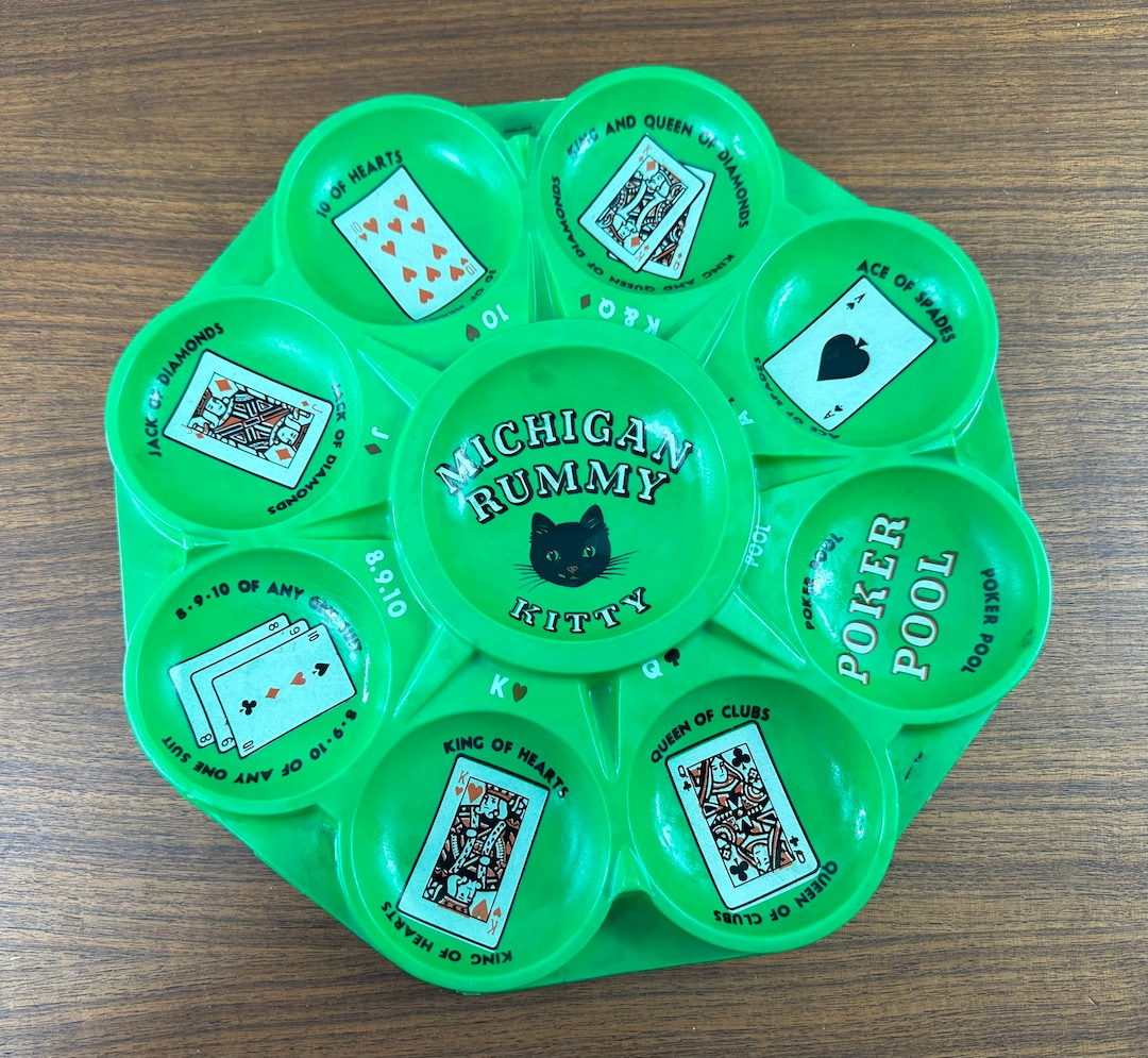 Vintage 1967 Transogram Michigan Rummy Kitty Card Game Board With Black ...