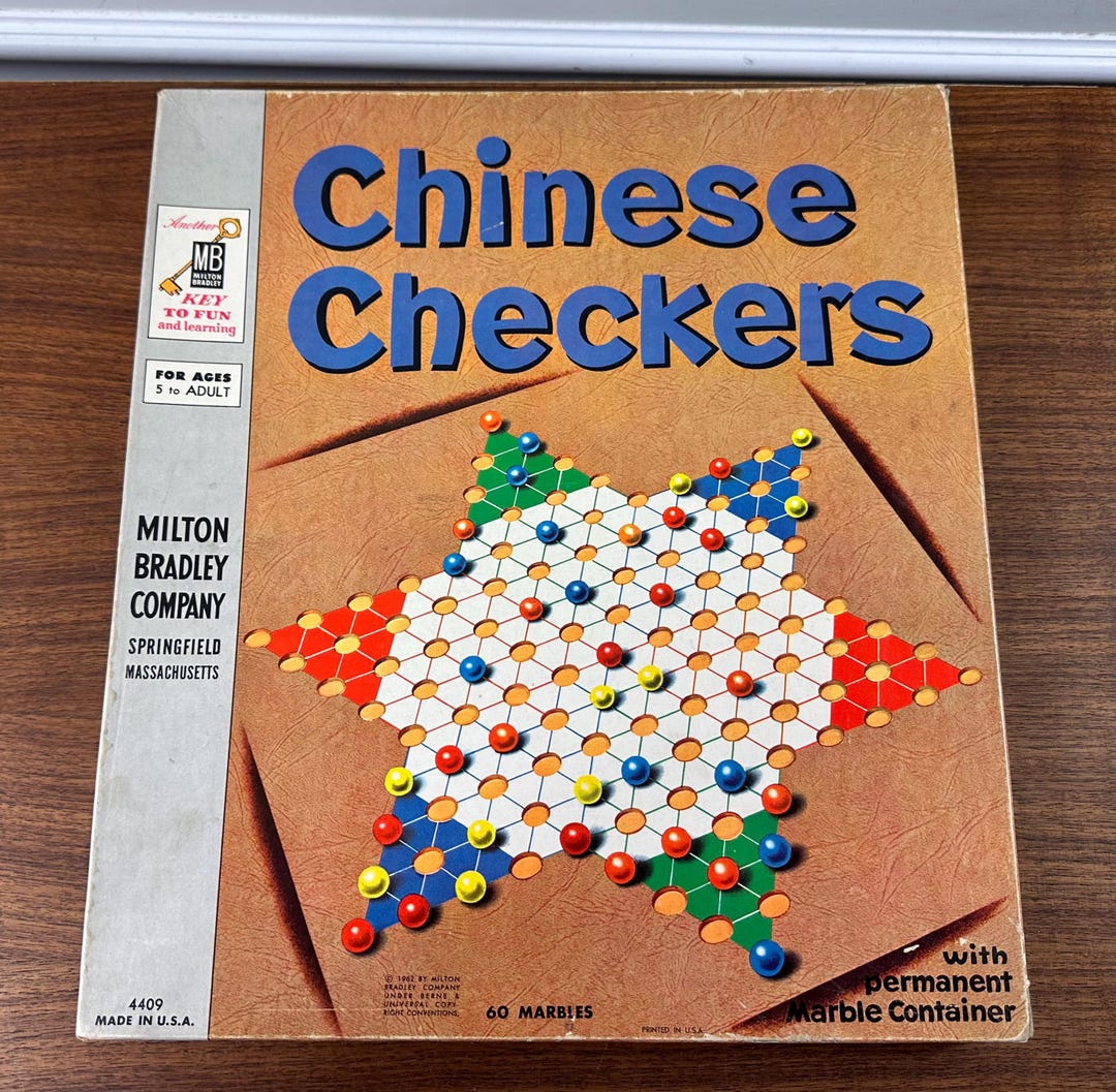 Vintage 1962 Milton Bradley Chinese Checkers - Nice Space Built-in Box ...