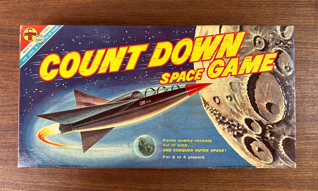 Vintage 1960 Count Down Space Game - Complete - One Blue Ship Pawn is a ...