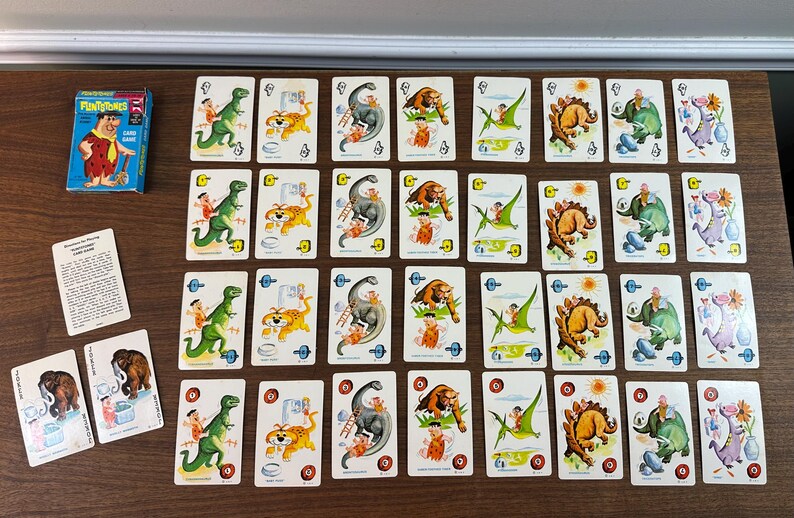 Vintage 1961 the Flintstones Prehistoric Animal Rummy Card Game by Edu ...