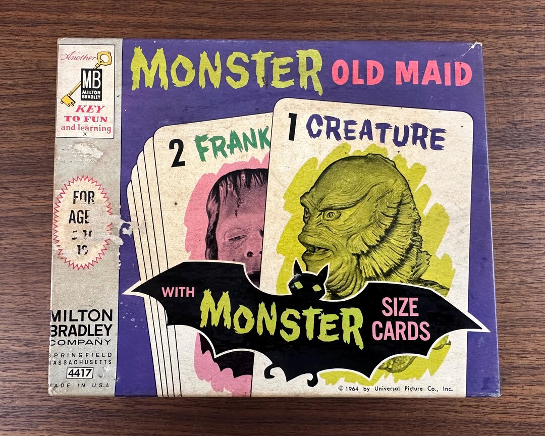 Vintage 1964 "monster" Old Maid Card Game by Milton Bradley - Complete ...