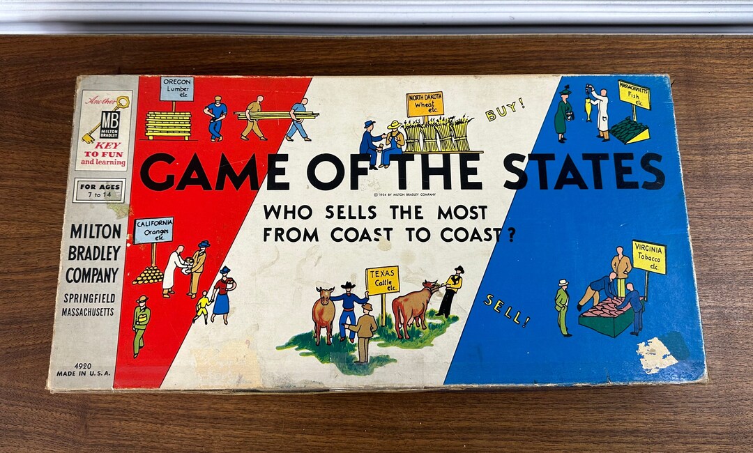 Vintage 1940 Game of the States by Milton Bradley Edition With 48 ...