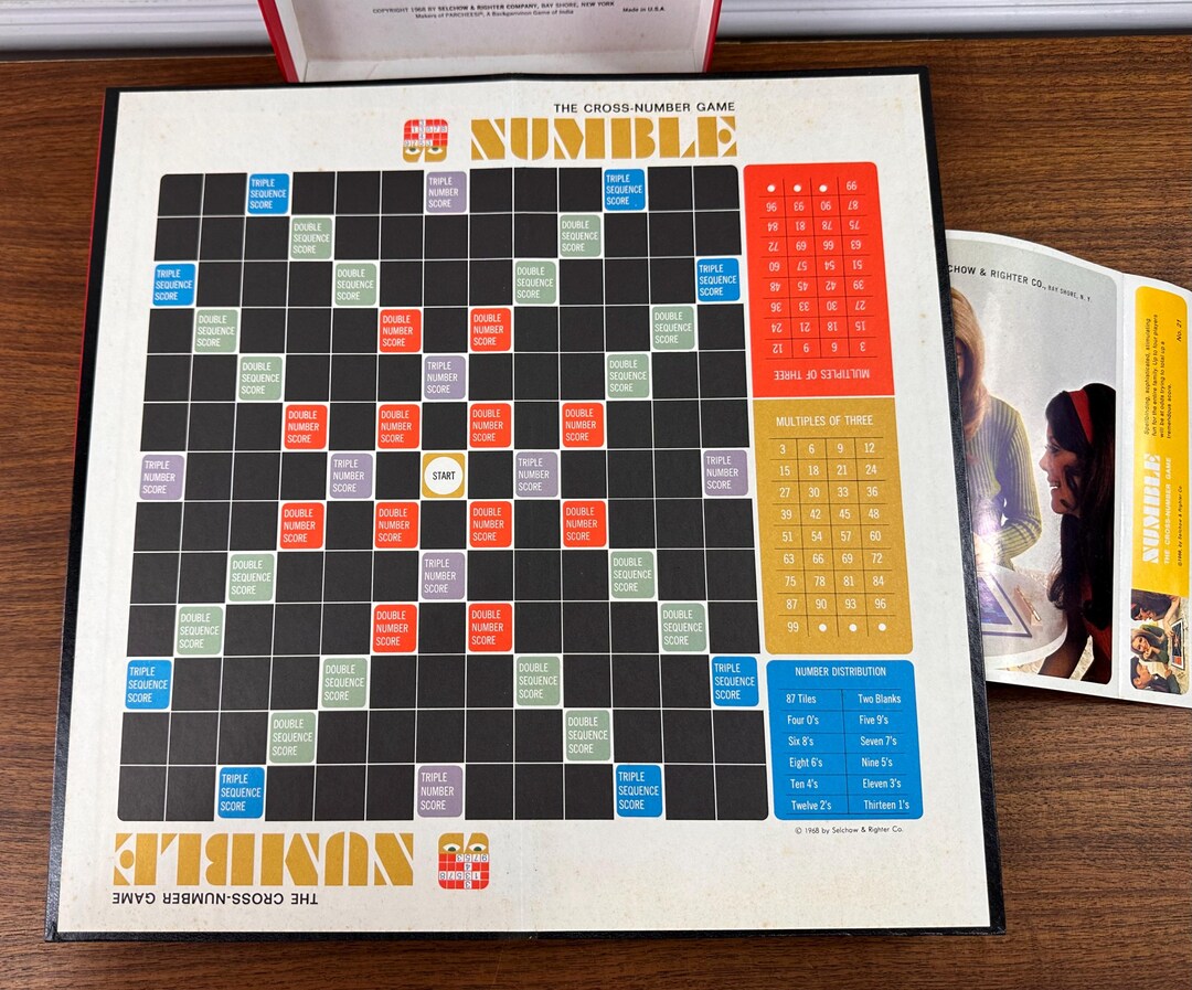 Vintage 1968 Numble the Cross-number Game Scrabble Numbers Game ...