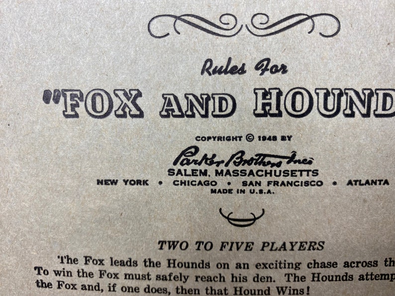 Vintage 1948 Fox and Hounds Game by Parker Brothers - Etsy