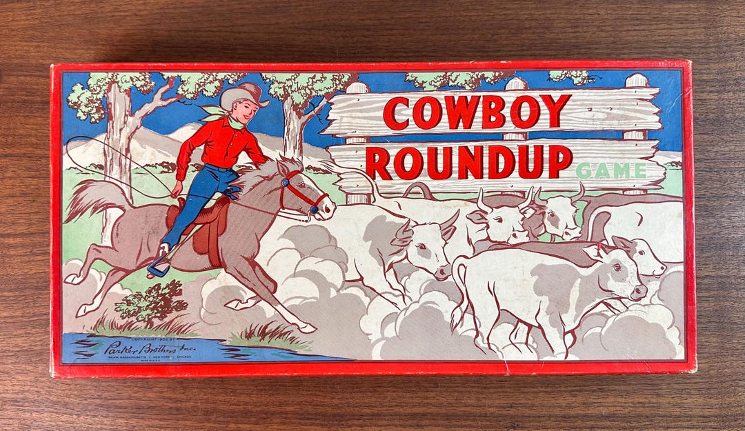 Vintage 1952 Cowboy Roundup Board Game by Parker Brothers - Great ...