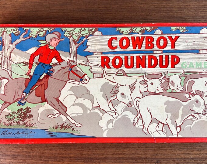 Vintage 1952 Cowboy Roundup Board Game - Parker Brothers - Etsy