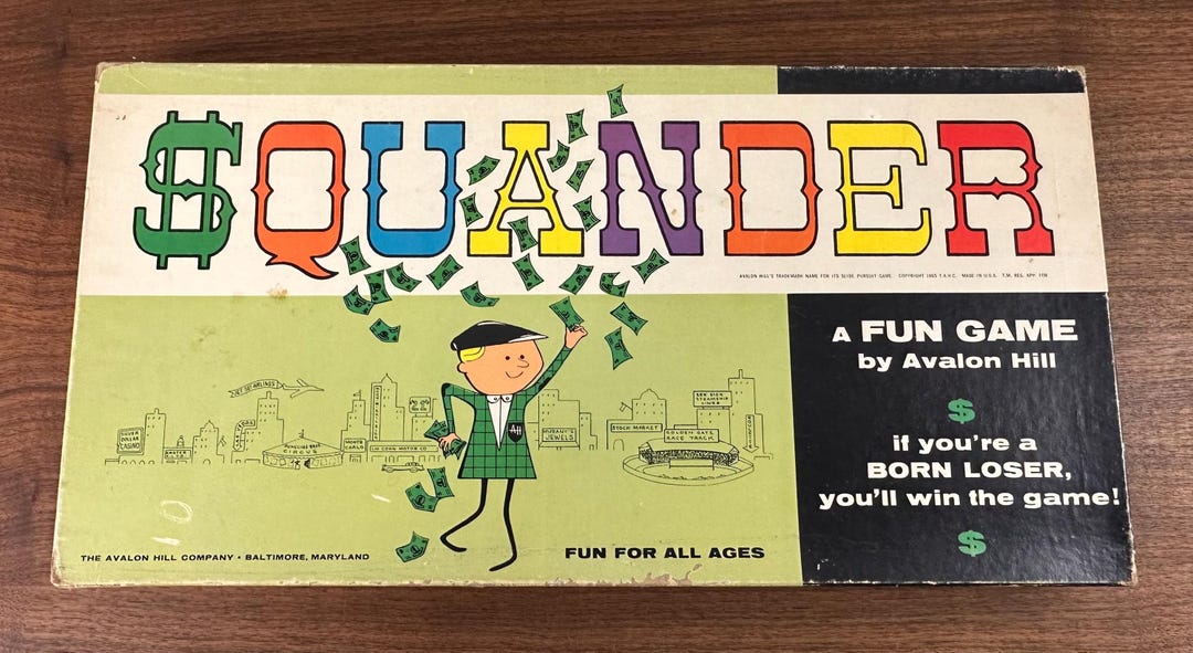 Vintage 1965 Squander Board Game by the Avalon Hill Company - Complete ...
