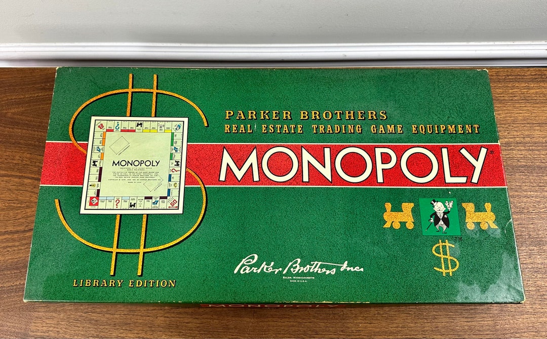 Vintage 1961 Monopoly Library Edition Board Game - Complete - Great ...