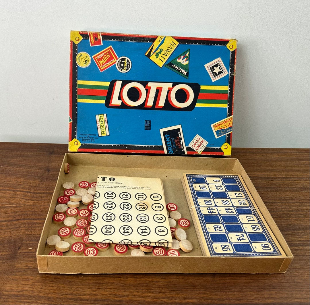 Vintage 1932 copyright Lotto Set by Milton Bradley 18 Cards Wooden ...