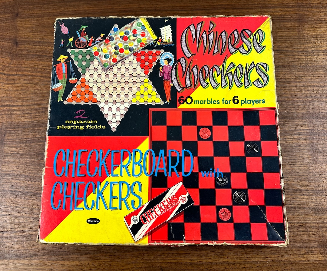Vintage 1950s-60s Whitman Chinese Checkers and Checkerboard Checkers ...