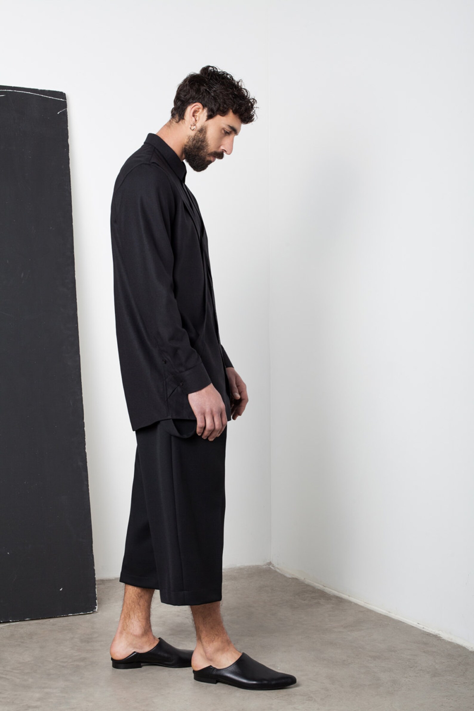 Mens Shirt Mens Black Shirt Mens Tunic Mens Long Sleeve Shirt Mens ...