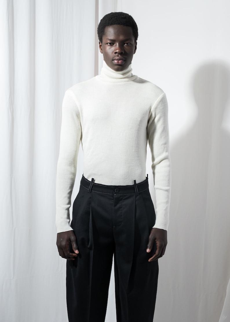 Mens Sweater Mens White Sweater Mens Turtleneck Sweater - Etsy