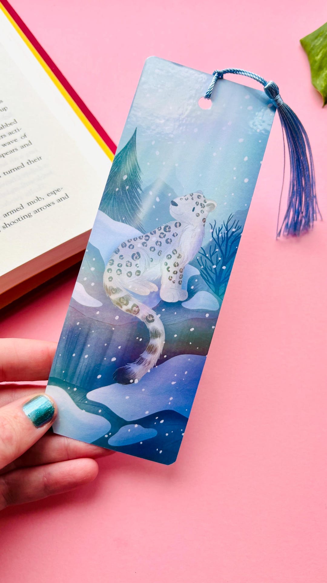 Snow Leopard Bookmark | Illustrated Animal Bookmark | Nature Lover Gift ...