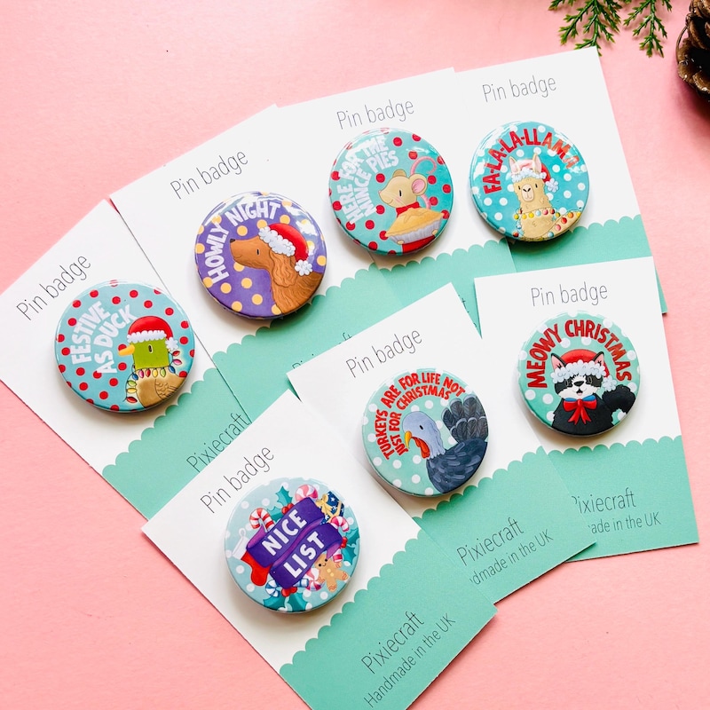 Christmas Badges - Etsy UK