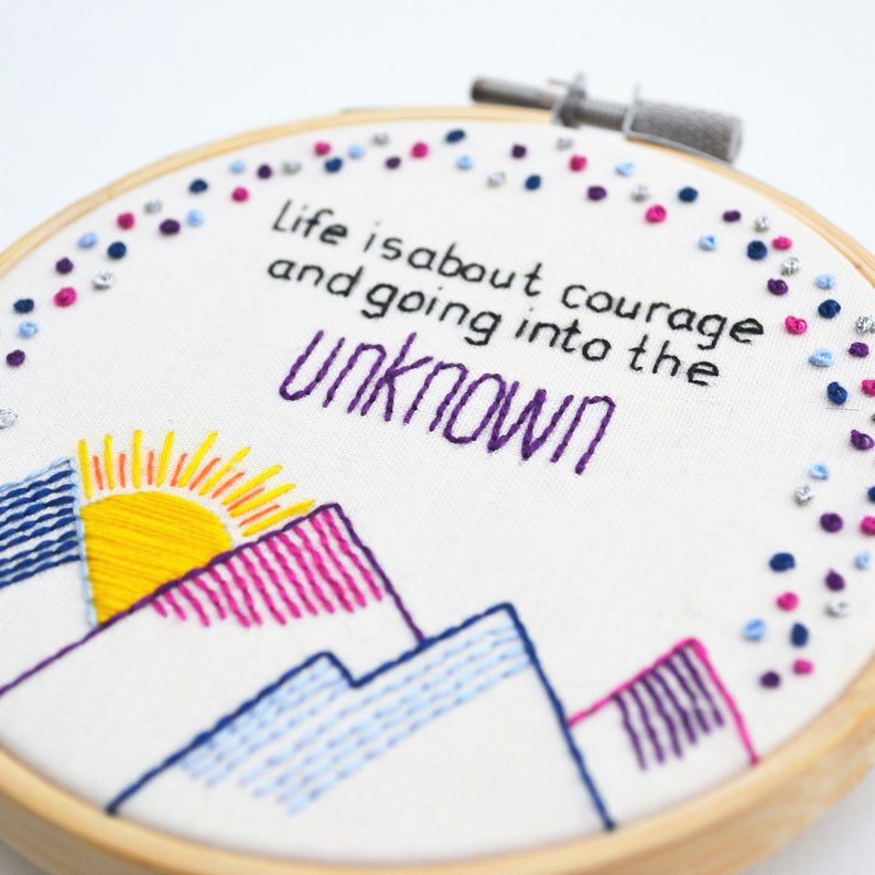 Inspirational Art Quote Hand Embroidery Adventure Travel - Etsy