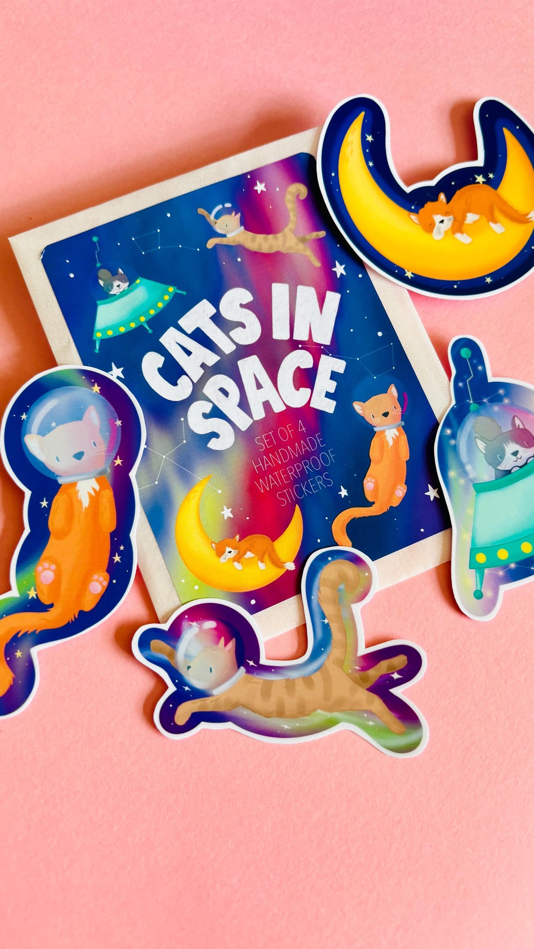 Space Cat Sticker Set: Waterproof Vinyl Astronaut Kitties - Etsy