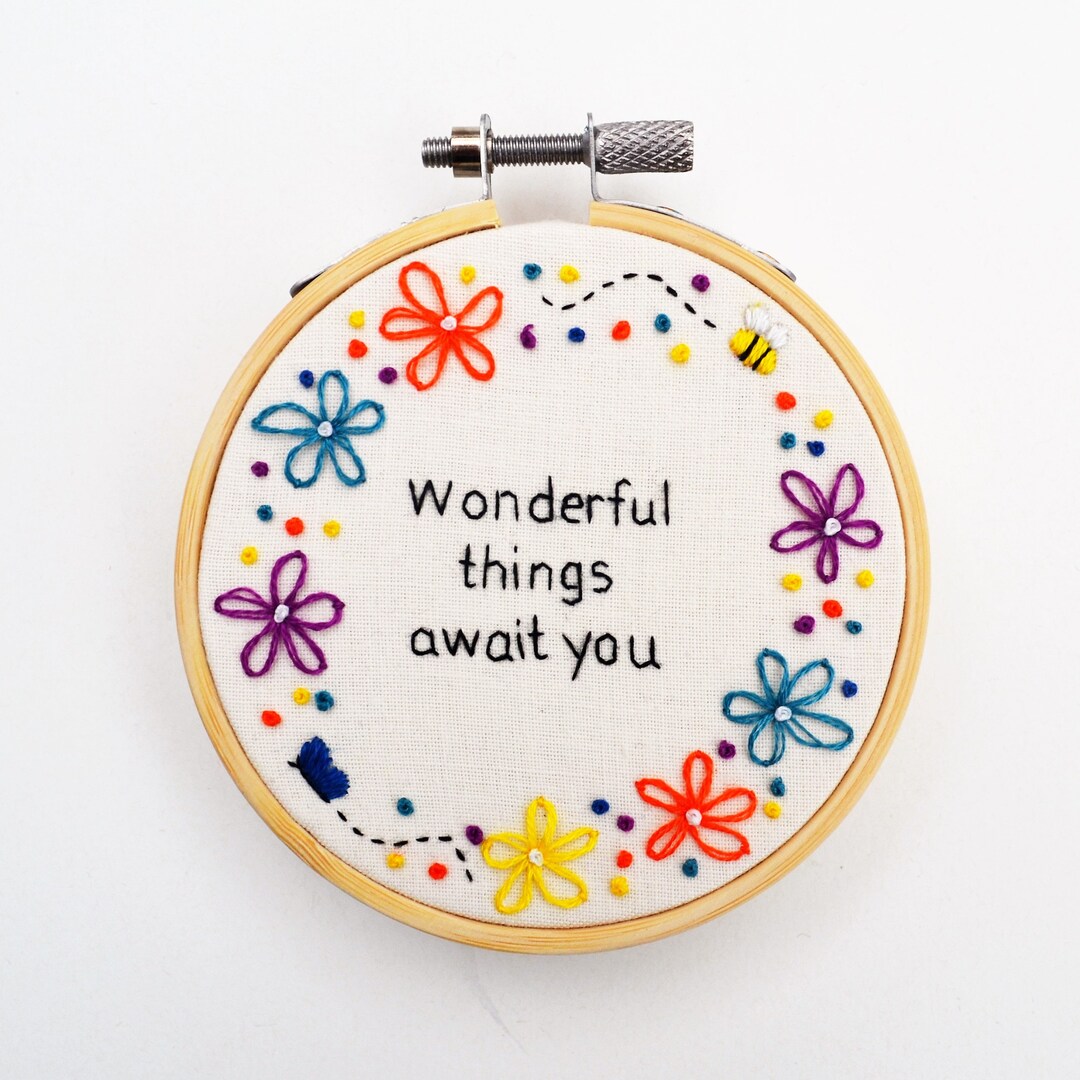 Embroidery Art 'wonderful Things Await You' Mini 3 Inch Hoop ...