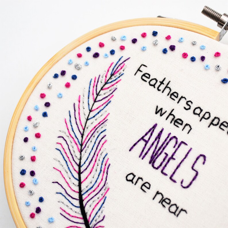 Memorial/loss Hand Embroidery Hoop Art/ Feathers Appear When - Etsy