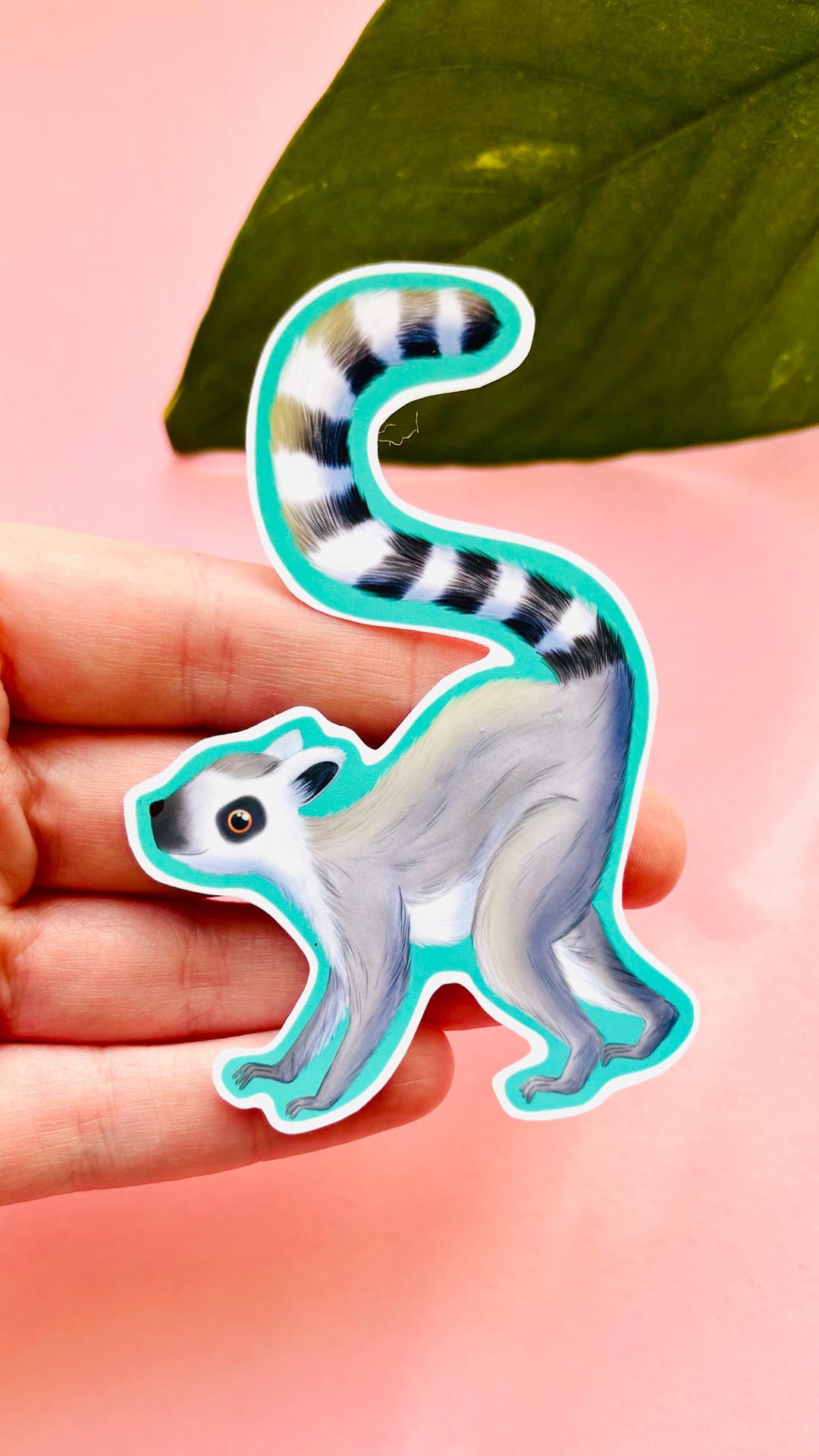 Ring Tailed Lemur Sticker – Cute Animal Waterproof Decal, Wildlife Art ...