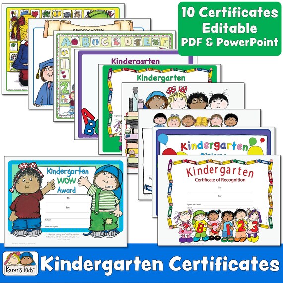 Kindergarten Awards Full Color Awards Editable Certificates | Etsy