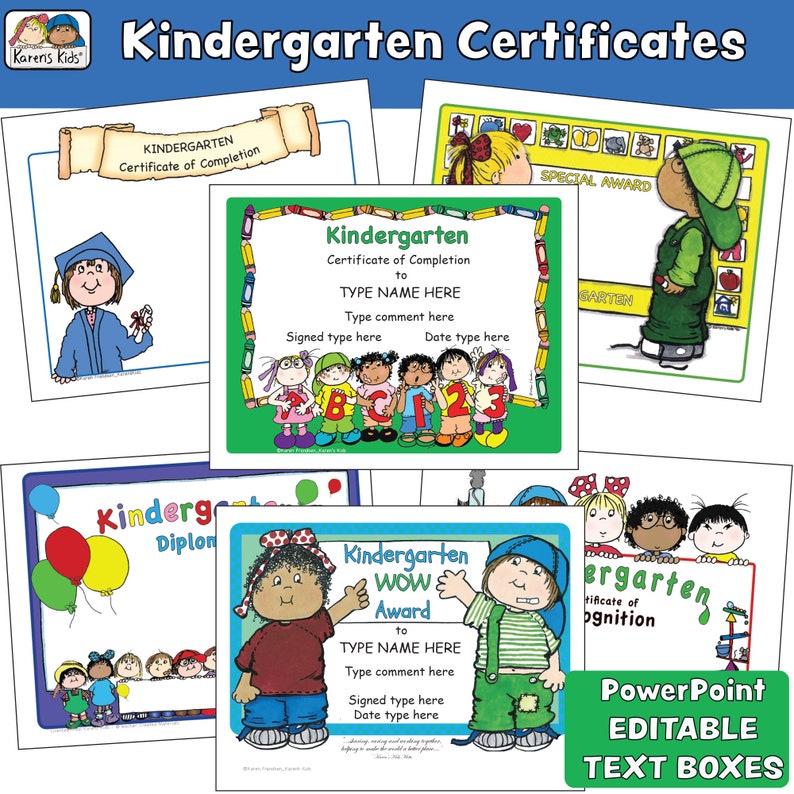 Kindergarten Awards, Full Color Awards, Editable Certificates ...