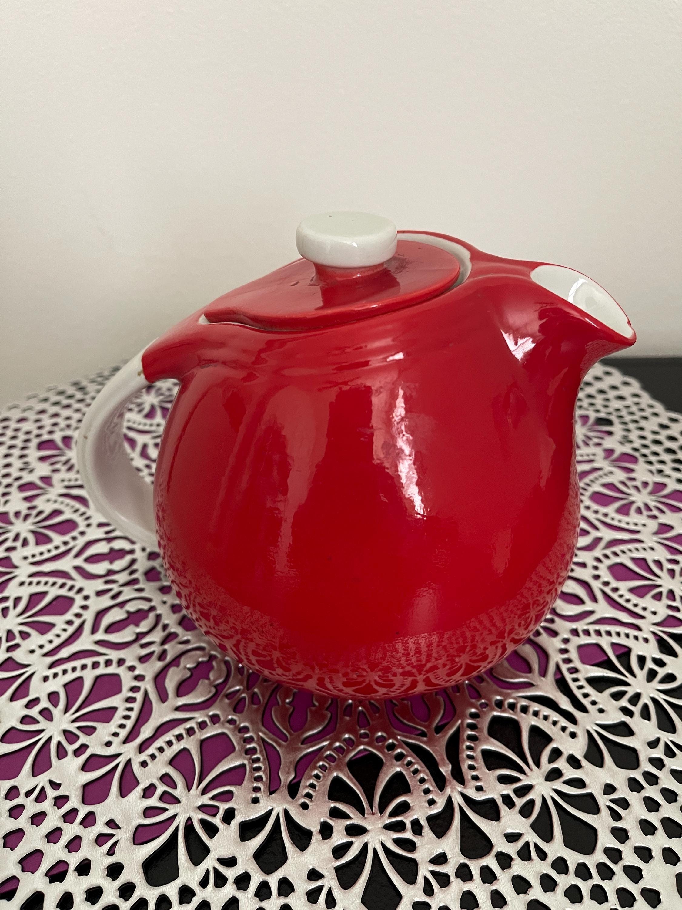 Vintage Hall China Red Deco Small Pert Teapot - Etsy
