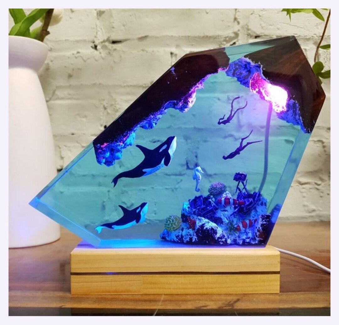 Orca Shark and Couple Diver Resin Night Lights-whale Shark and Humpback ...