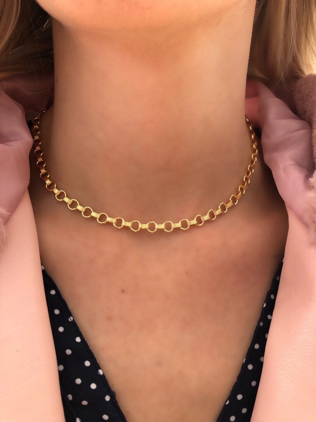 Thick Link Chain Chocker, Gold Filled or Sterling Silver - Etsy