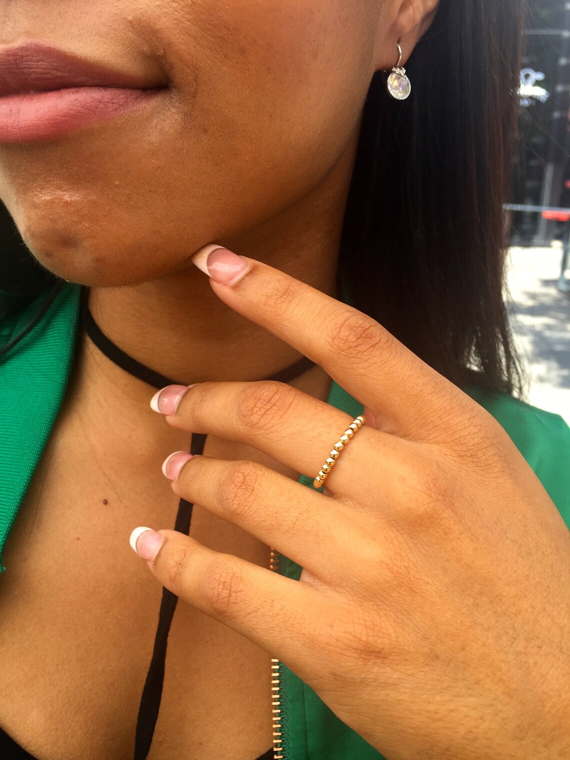 Stackable adjustable rings/ Beaded stretch ring/ Sterling | Etsy